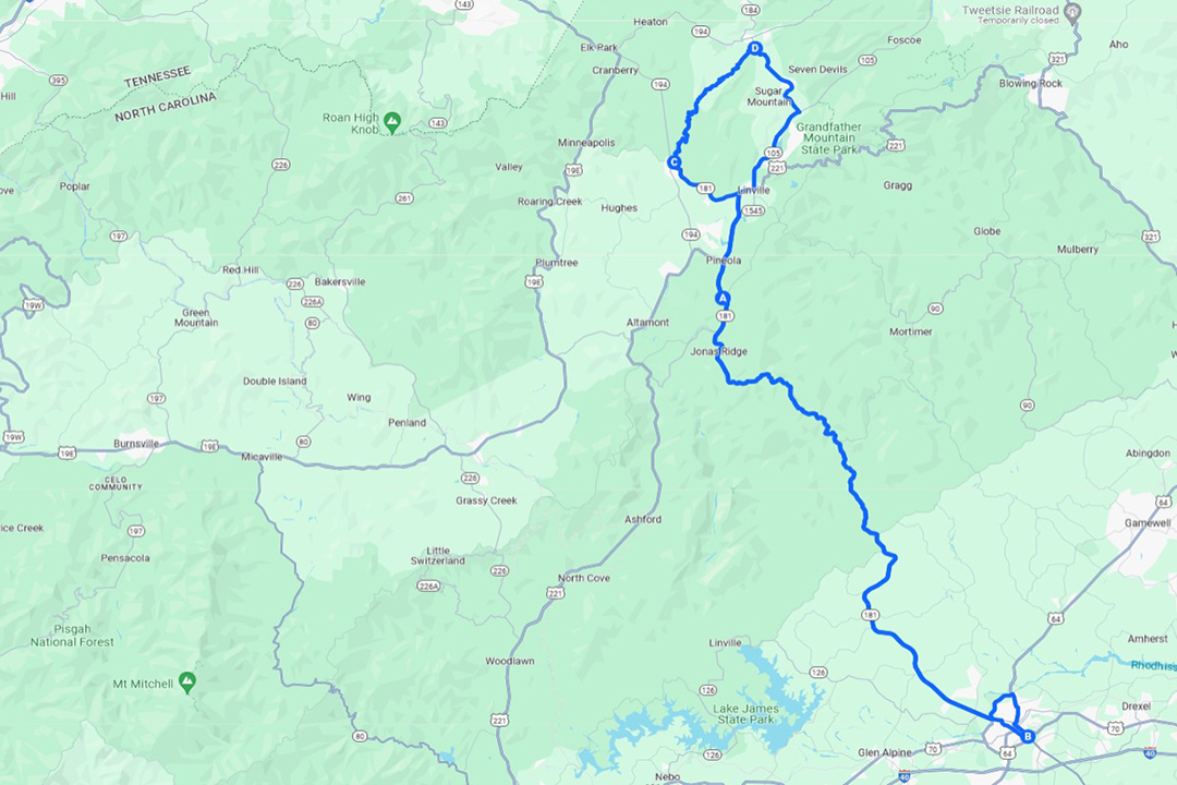 RoanMountainRun261.com Motorcycle Ride Information & Map